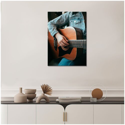 Интерьерная картина на холсте/ картина на стену/ в гостиную/ спальню - игра на гитаре 3 40х60