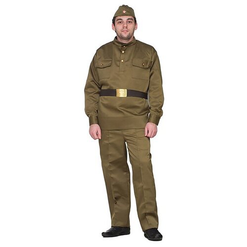 Костюм военного «Солдат люкс», пилотка, гимнастёрка, ремень, брюки, р. 50-52, рост 180-190 см
