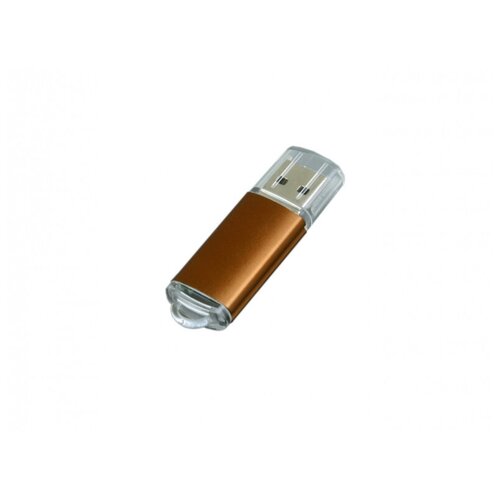 Металлическая флешка с прозрачным колпачком (8 Гб / GB USB 2.0 Оранжевый/Orange 018 Simple VF- 675)