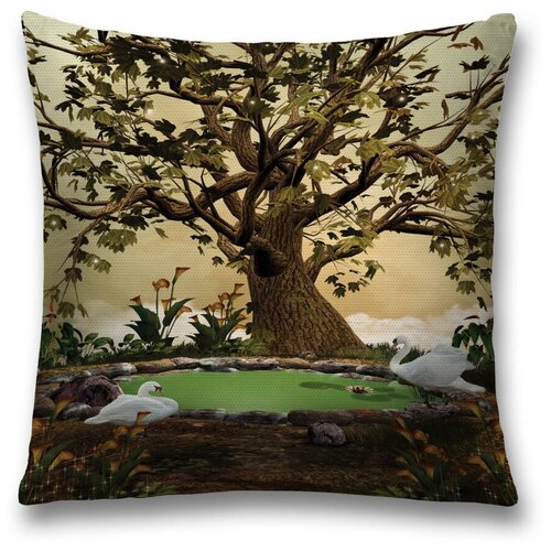 Наволочка декоративная на молнии, чехол на подушку JoyArty "Древнее дерево" 45х45 см