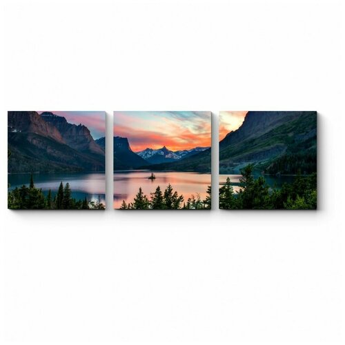 Модульная картина Красочный закат над озером Святой Марии 140x47