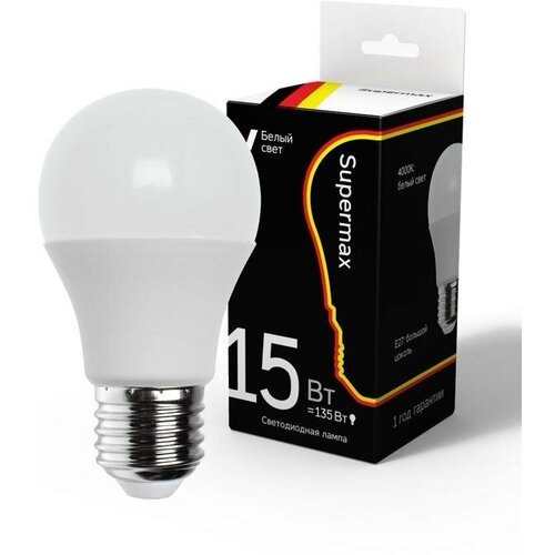 Лампа светодиодная Supermax А60 15Вт стандарт E27 230В 4000К | код. Sup_LED15wA60E2740 | космос (4шт. в упак.)