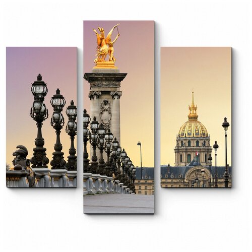 Модульная картина Великолепный рассвет в Париже 70x63