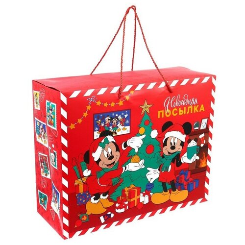 Disney Пакет-коробка, 19 х 40 х 50 см "Новогодняя посылка", Микки Маус