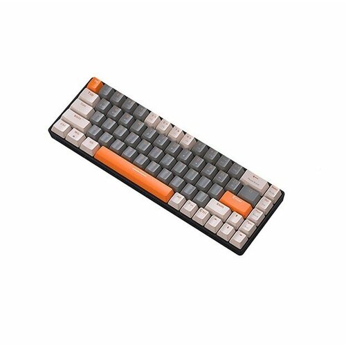 Клавиатура механическая беспроводная русская Wolf K68 Bluetooth Белая/Темно-серая/Оранжевая