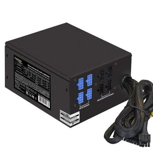 Exegate EX292213RUS Серверный БП 900W ExeGate ServerPRO-900RADS (ATX, for 3U+ cases, APFC, КПД 80% (80 PLUS), 14cm fan, 24pin, 2(4+4)pin, PCIe, 5xSATA, 4xIDE, Cable Management, black)