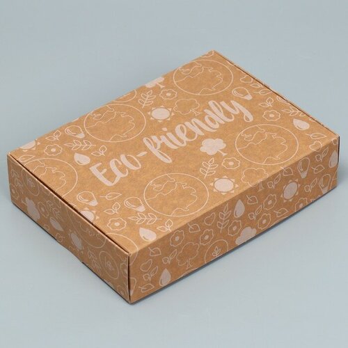Упаковка подарочная, Коробка складная крафтовая «Eco-friendly», 21 х 15 х 5 см