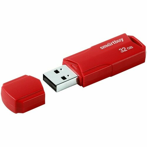Флешка Smartbuy 32GBCLU-R, 32 Гб, USB2.0, чт до 25 Мб/с, зап до 15 Мб/с, красная (комплект из 2 шт)