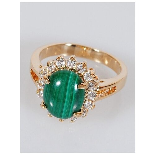 Кольцо помолвочное Lotus Jewelry, малахит, размер 15, зеленый
