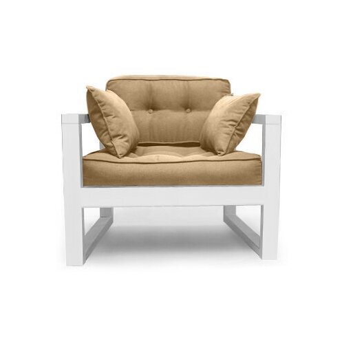 Кресло одноместное DEmoku Д-1 ББ (цвет ткани: бежевый, цвет дерева: белый), 80х73х79 см