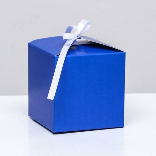 Коробка складная, квадратная, синяя, 8 х 8 х 8 см,(10 шт.)