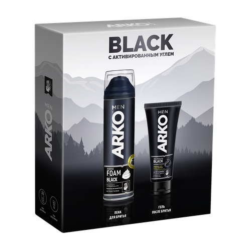 Подарочный набор Arko MEN Black: Пена для бритья 200мл + гель после бритья 100 мл