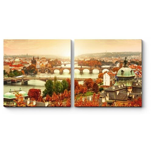 Модульная картина Прекрасные мосты осенней Праги 110x55