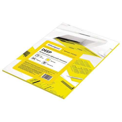 Бумага OfficeSpace A4 Deep 80 г/м² (цветная), 50 л, желтый