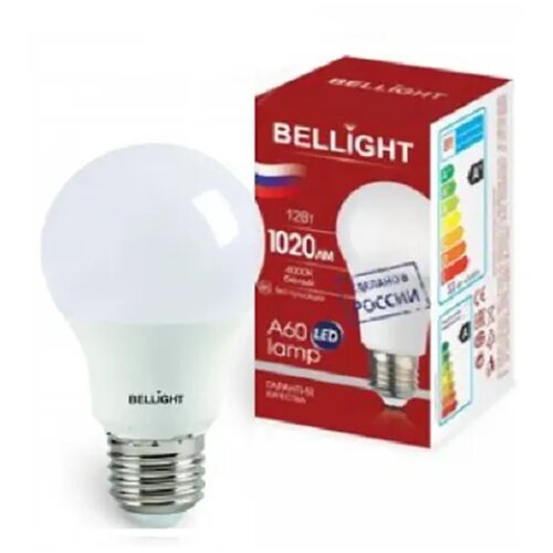 Лампа светодиодная LED A60 220V/12W/E27 1020Lm 4000К | код 88297788 | BELLIGHT (9шт. в упак.)