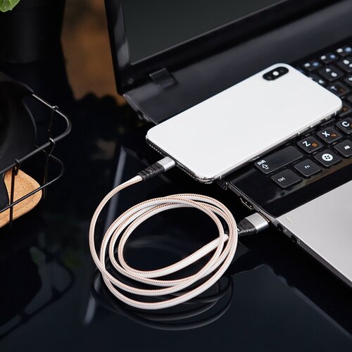 Плоский кабель REXANT USB - Lightning шнур для зарядки и синхронизации iPhone в нейлоновой оплетке, 1 м