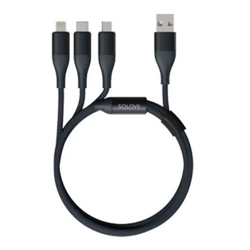 Кабель Lightning - Type-C - Micro USB, 1.2 м, Xiaomi SOLOVE, т/сер, DW2