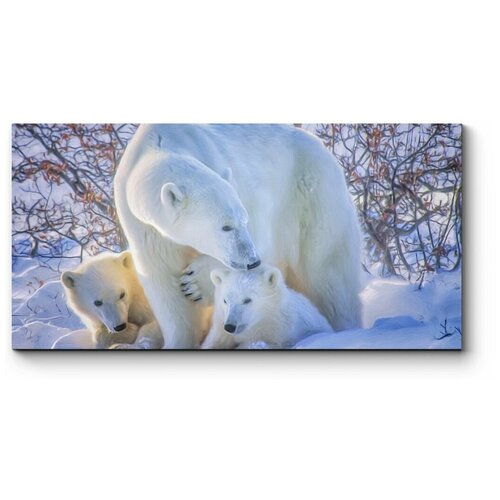 Модульная картина Семейная прогулка полярных медведей 40x20