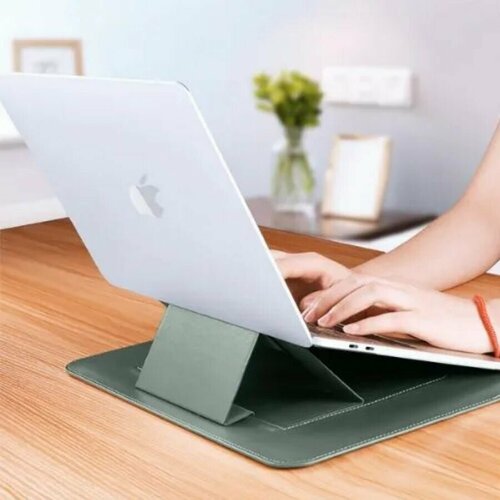 Чехол-подставка для ноутбука WiWU Skin Pro Portable Stand Sleeve для MacBook Pro 13 дюймов (кожаный) - Зеленый