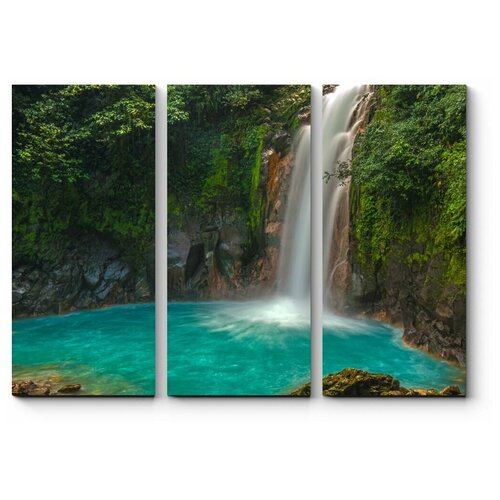 Модульная картина Лазурь вод затерянного водопада, Коста Рика100x72