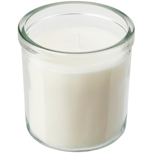 Набор свечей ИКЕА АДЛАД в стакане, скандинавский лес (405.021.89), белый