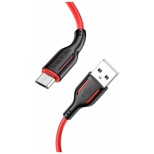 Кабель usb borofone bx63 charming, usb - microusb, 2.4а, 1 м, черный+красный