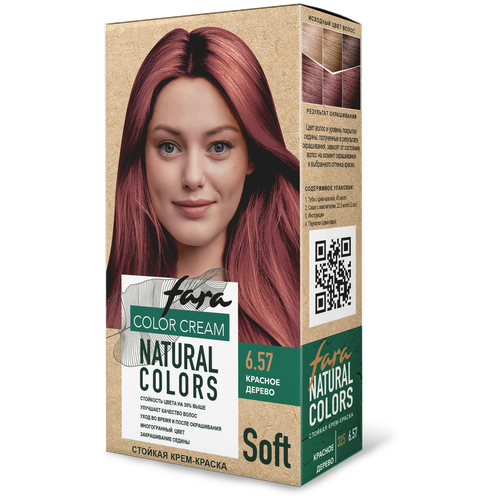 Стойкая крем-краска для волос Fara Natural Colors Soft тон 325 Красное дерево 6.57
