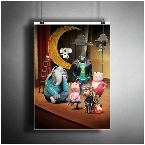 Постер плакат для интерьера "Мультфильм: Зверопой. Sing. Постер для детей" / Декор дома, офиса, комнаты, квартиры A3 (297 x 420 мм)