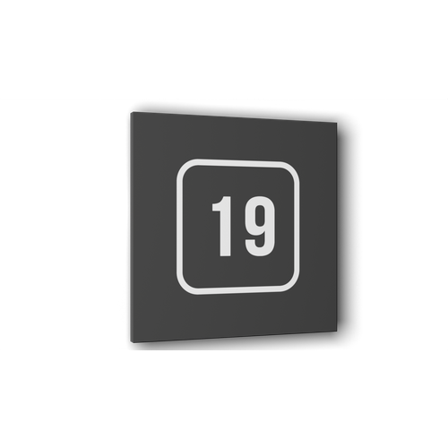 Табличка "19", Матовая линейка, цвет Серый, 10 см х 10 см