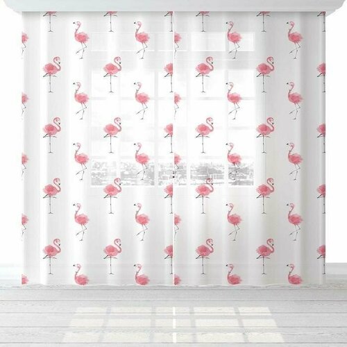 Комплект тюлей "Этель" Happy flamingo, 145260 см-2 шт, вуаль