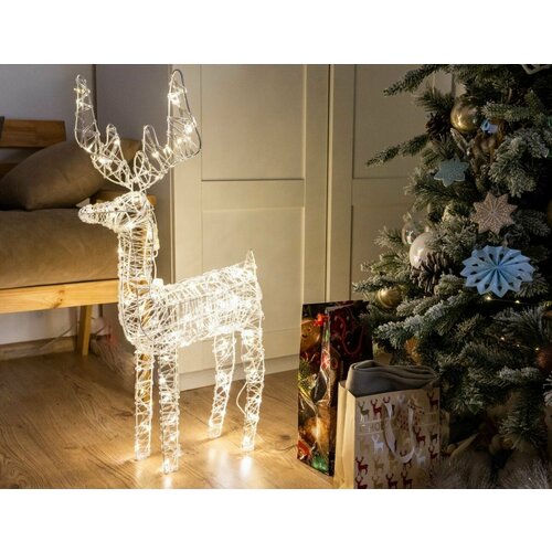 Светящаяся фигура плетёный олень, акриловые нити, тёплые белые микро LED-огни, уличный, Koopman International