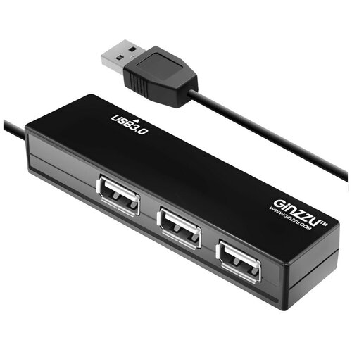 USB-концентратор  Ginzzu GR-334UB, разъемов: 4, 30 см, черный