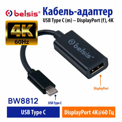 Адаптер USB Type C- DisplayPort 0,2м /BW8812