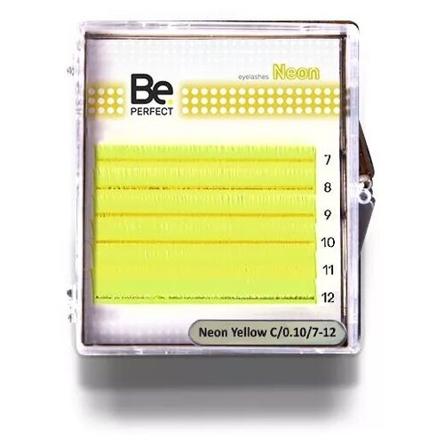 Цветные ресницы Be Perfect Neon Yellow MIX D 0.10 7-12 mm 6 линий