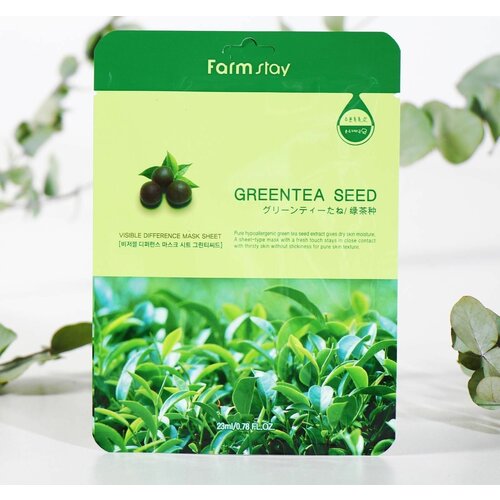 Тканевая маска с натуральным экстрактом семян зеленого чая FarmStay, 23 мл