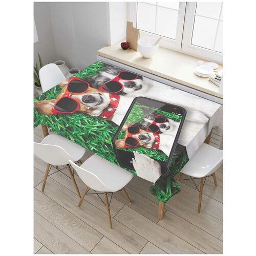 Скатерть прямоугольная JoyArty на кухонный стол "Селфи влюбленных" из оксфорда, 120x145 см