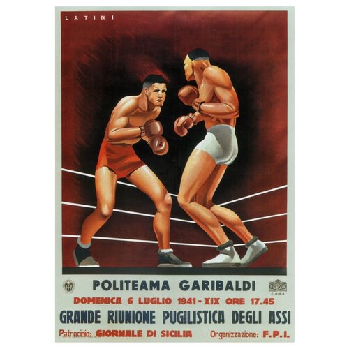 Постер / Плакат / Картина на холсте Бокс - Большой бокс 50x70 см в подарочном тубусе