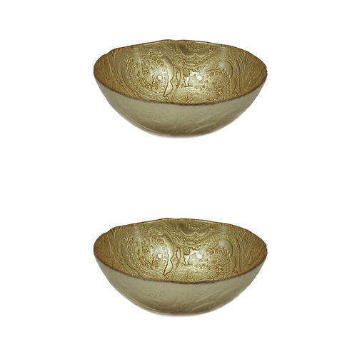 Набор салатников Аксам "Пейсли золото"стекло 2шт диаметр 15см