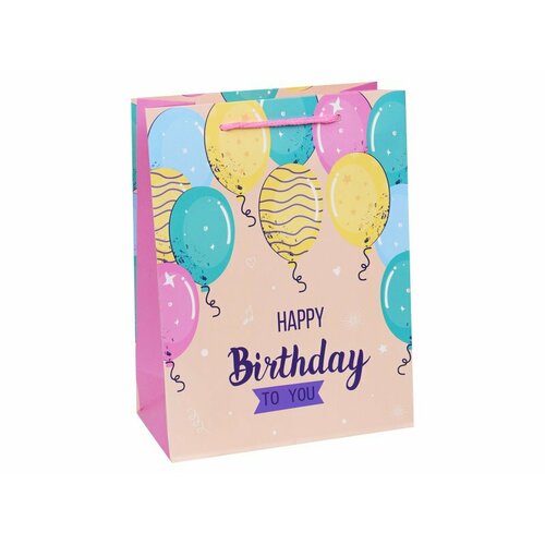 Пакет подарочный Dream cards Яркие шары на день рождения 31*42*12 см