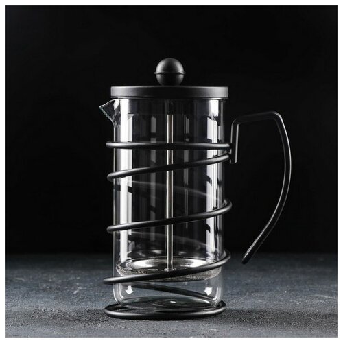 Чайник заварочный френч - пресс "Лофт", 600 мл, стекло, цвет чёрный