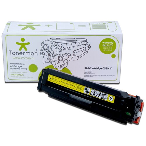 Картридж Tonerman Картридж Tonerman TM-Cartridge 055H Y без чипа, 5900 стр, желтый