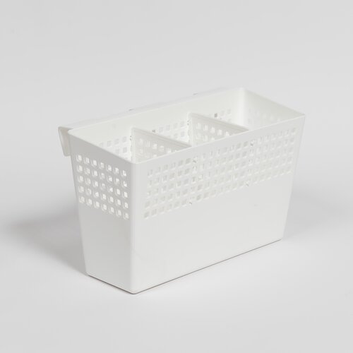 Органайзер для хранения вещей подвесной широкий Лофт, цвет белый / корзинка с разделителями для мелочей в шкаф для кухни, ванной
