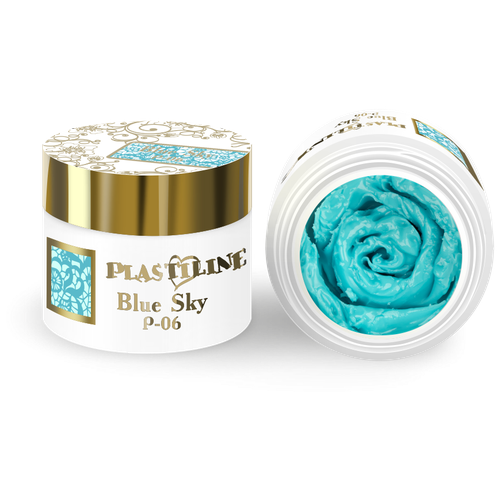 Гель-пластилин для лепки на ногтях, гель для дизайна, цвет насыщенно-голубой P-06 Blue Sky, 5 мл.