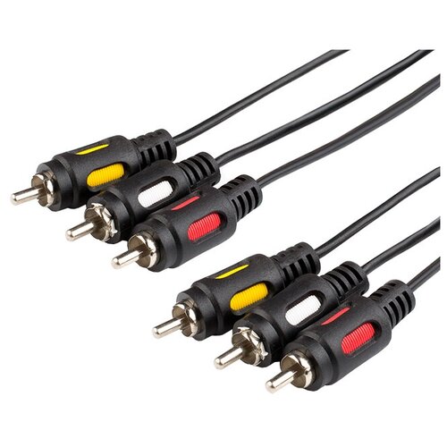 Разъем Atcom 3xRCA - 3xRCA, 1.8 м, черный