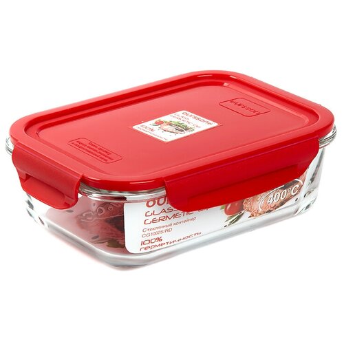 Oursson Контейнер CG1002S, 16.1x21 см, бесцветный/красный