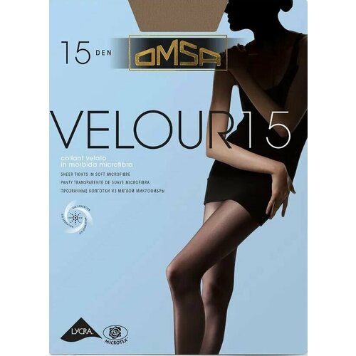 Колготки  Omsa Velour, 15 den, размер 2, бежевый