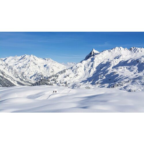 Картина на холсте 60x110 LinxOne "Австрия горы снег" интерьерная для дома / на стену / на кухню / с подрамником