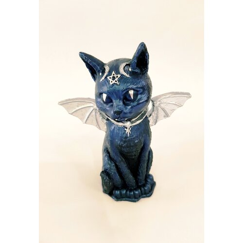 Статуэтка "Кот с крыльями", темно-синий с серебром
