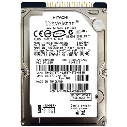 Жесткий диск Hitachi 39T2524 80Gb 5400 IDE 2,5" HDD