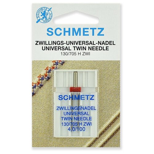 Игла/иглы Schmetz 130/705 H ZWI 4/100 двойная универсальная, серебристый